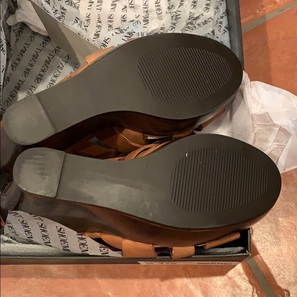 Shoemint | Shoes | Shoemint Lambert Cognac Wedge Sandals Nib 65 | Poshmark